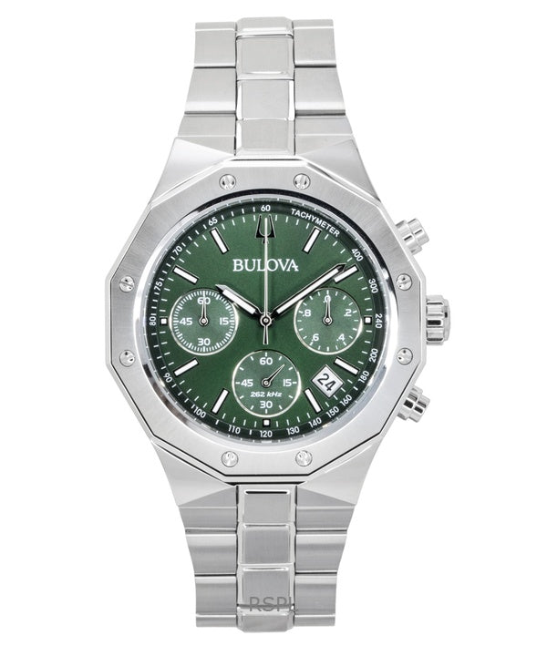 Bulova Octagon Prestige Chronograph Stainless Steel Green Dial Quartz