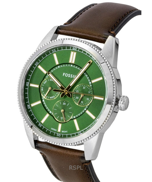 Fossil Pearson Multifunction Leather Strap Green Dial Quartz FS6137 Me