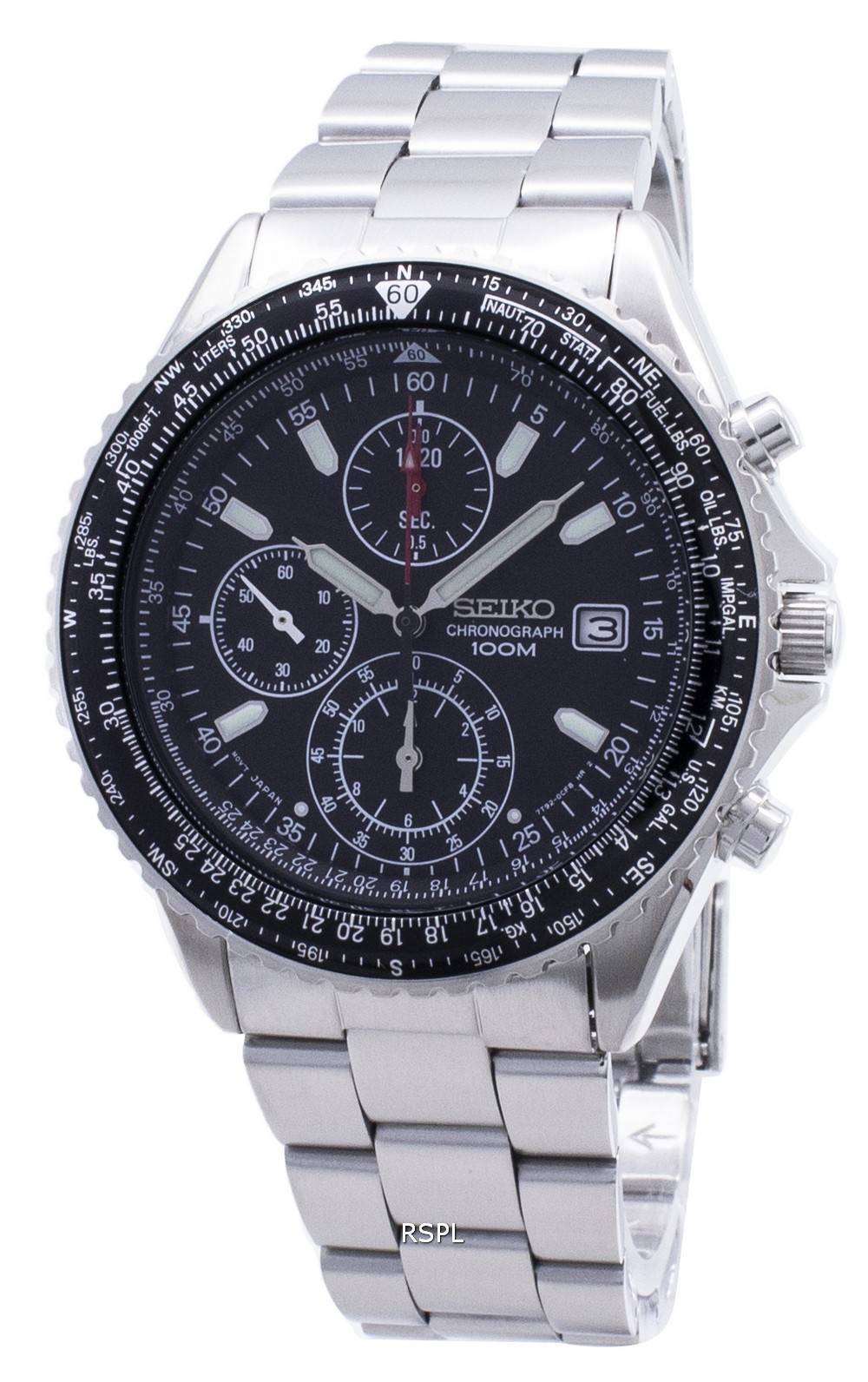 Refurbished Seiko Flightmaster Pilot Slide Rule Chronograph SND253 SND