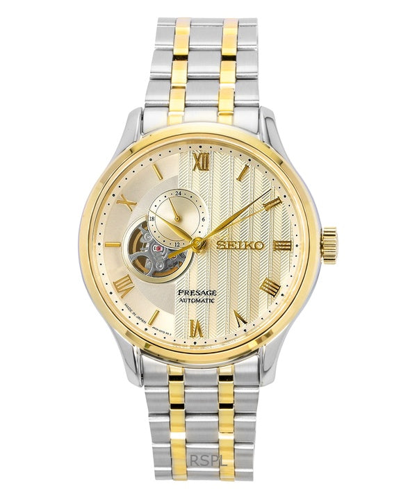 Seiko Presage Japanese Garden Two Tone Stainless Steel Gold Dial Autom